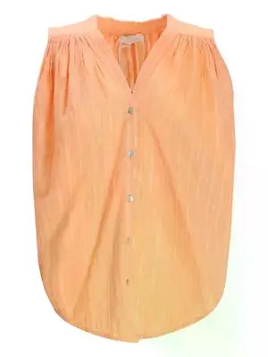 Devotion Iris Metallic-striped Sleeveless Blouse - Orange