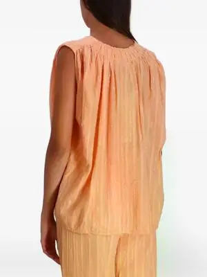 Devotion Iris Metallic-striped Sleeveless Blouse - Orange