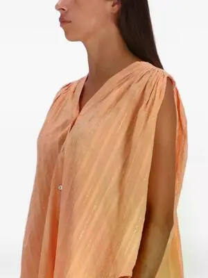 Devotion Iris Metallic-striped Sleeveless Blouse - Orange