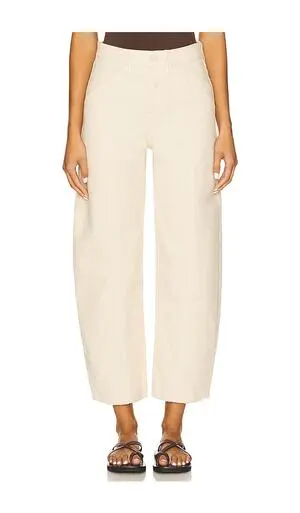 Good American Canvas Cropped Barrel Pants - Beige