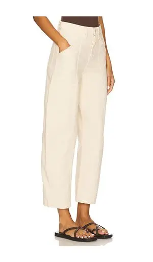 Good American Canvas Cropped Barrel Pants - Beige