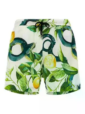 Roberto Cavalli Snake-print Swim Shorts - White