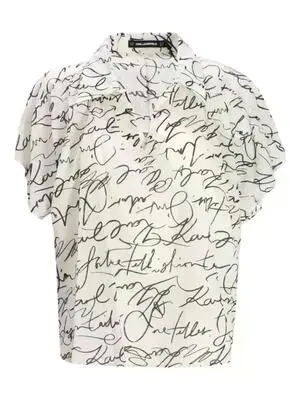 Karl Lagerfeld Script-print Polo-neck Top