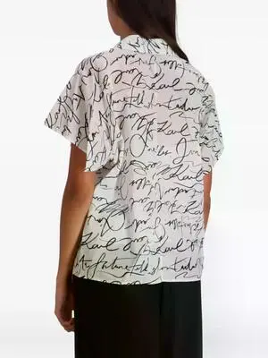 Karl Lagerfeld Script-print Polo-neck Top