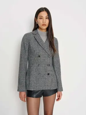 REFORMATION Caden Blazer - Black And White Check