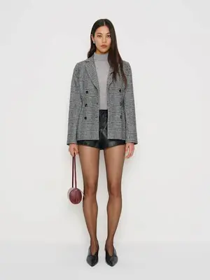 REFORMATION Caden Blazer - Black And White Check