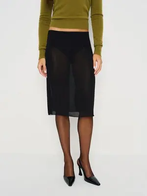 REFORMATION Brodie Sheer Knit Skirt - Black