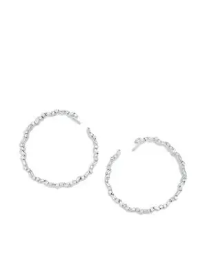 SUZANNE KALAN 18k White Gold Diamond Spiral Hoop Earrings - Silver