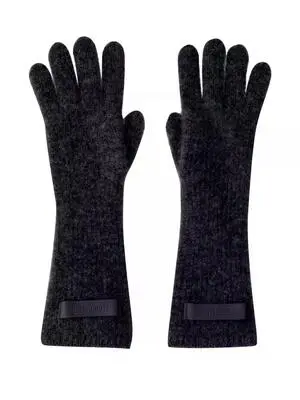 Jacquemus Ribbed Logo Gloves - Black