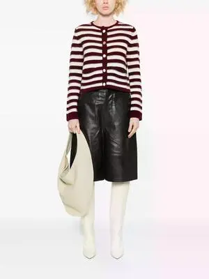 ALLUDE Striped Buttoned Cardigan