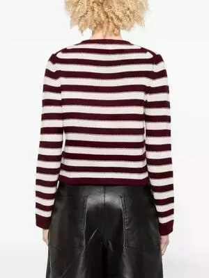 ALLUDE Striped Buttoned Cardigan