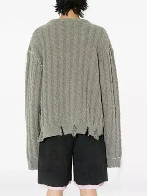 CHARLES JEFFREY Label Cable Knitted Jumper - Grey