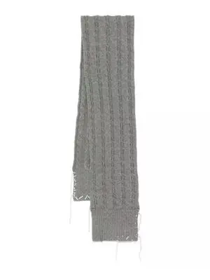 CHARLES JEFFREY Cable-knit Stitching-detail Scarf - Grey