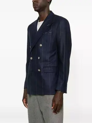 Eleventy Pinstripe Double-breasted Blazer - Blue