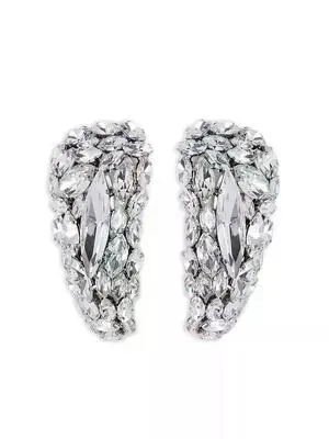 AREA Crystal Cluster Triangle Earrings - Silver