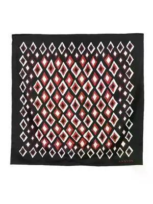 LANVIN Diamond-pattern Silk Scarf - Black