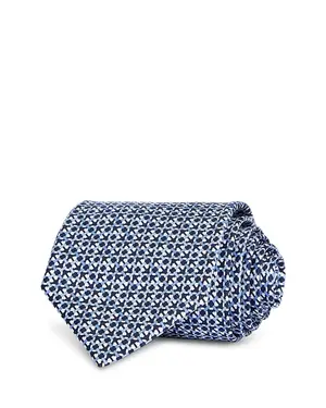 FERRAGAMO Silk Gancini Link Tie F. Blue Scuro