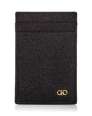 FERRAGAMO Micro Gancio Leather Money Clip & Card Case - Nero