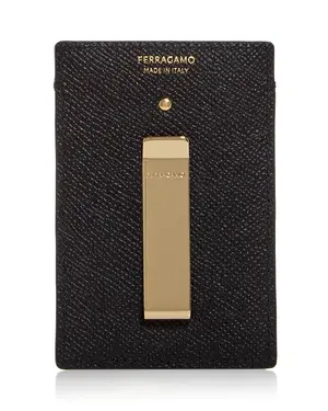 FERRAGAMO Micro Gancio Leather Money Clip & Card Case
