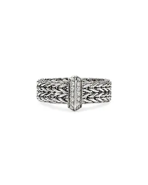 John Hardy Sterling Icon Link Diamond Ring - Silver