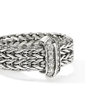 John Hardy Sterling Icon Link Diamond Ring - Silver