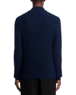 JACK VICTOR Birdseye Knit Quarter Zip Sweater - Blue