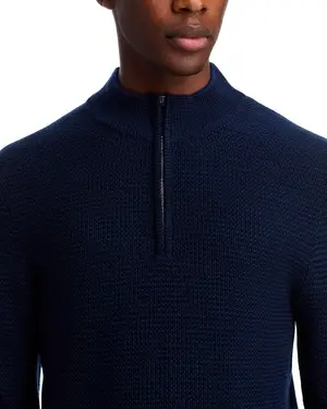 JACK VICTOR Birdseye Knit Quarter Zip Sweater - Blue