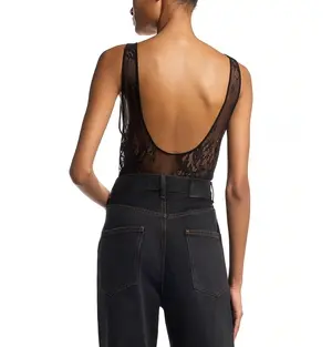 Wardrobe.NYC Evening Lace Tank Bodysuit - Black
