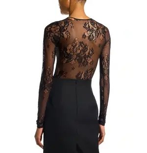 Wardrobe.NYC Evening Lace Bodysuit - Black