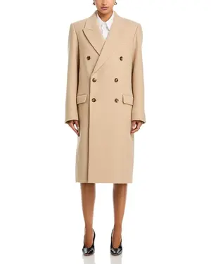 Wardrobe.NYC Classic Double Breasted Wool Coat - Khaki
