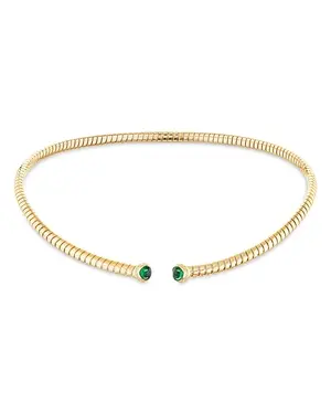 Marina B Trisolina Emerald And Diamond Collar Necklace - Gold