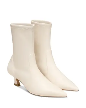 STUART WEITZMAN Vinnie 50 Leather Booties - Cream