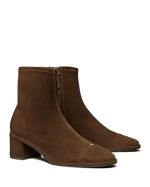 Tory Burch Cap Toe Suede Ankle Boots