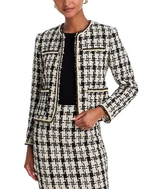Aqua Houndstooth Tweed Jacket