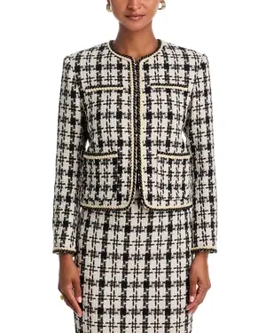 Aqua Houndstooth Tweed Jacket