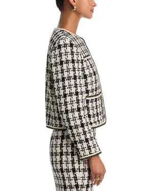 Aqua Houndstooth Tweed Jacket