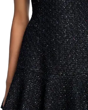 Aqua Bubble Tweed Sleeveless Mini Dress