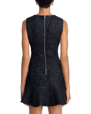 Aqua Bubble Tweed Sleeveless Mini Dress