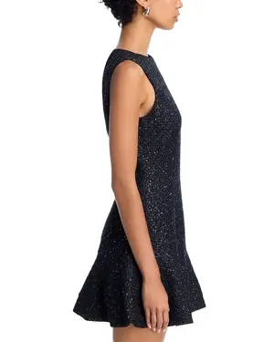 Aqua Bubble Tweed Sleeveless Mini Dress