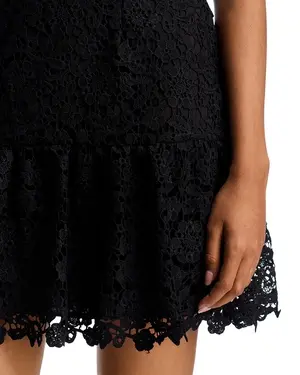 Aqua Pearl Trim Lace Mini Dress