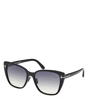 TOM FORD Cat Eye Sunglasses 57mm Black/smoke Gradient