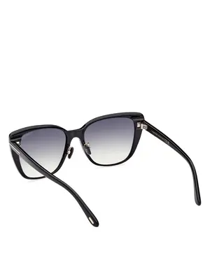 TOM FORD Cat Eye Sunglasses 57mm - Black/smoke Gradient