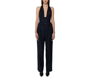 Navy Pinstripe Jumpsuits