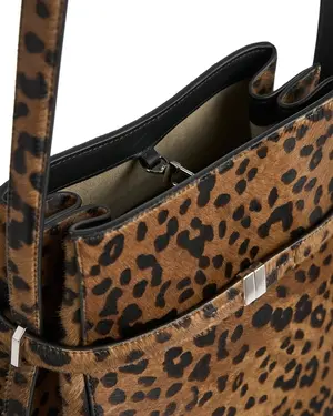 TOTEME Belted Calf Hair Bucket Bag - Leopard