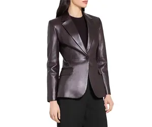 Theory Lynnia Leather Blazer - Cacao