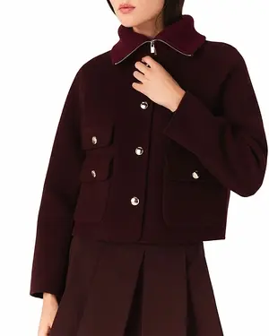 Maje Reversible Double Faced Jacket - Burgundy