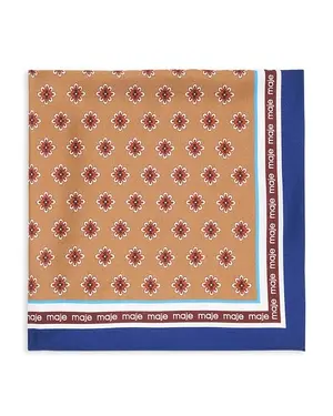 Maje Floral Print Silk Bandana - Camel