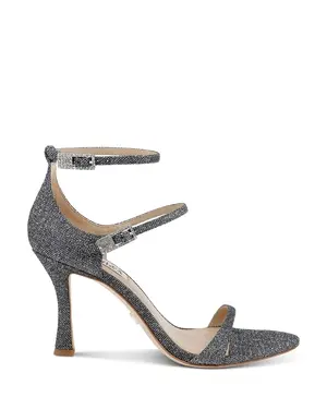 Badgley Mischka Valencia Strappy Sandals - Pewter Glitter