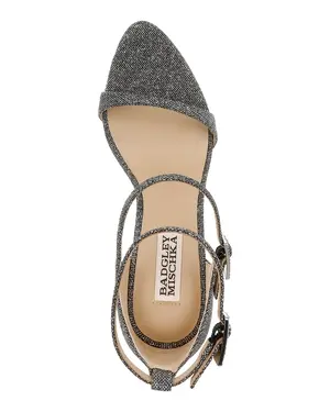 Badgley Mischka Valencia Strappy Sandals - Pewter Glitter