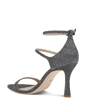 Badgley Mischka Valencia Strappy Sandals - Pewter Glitter